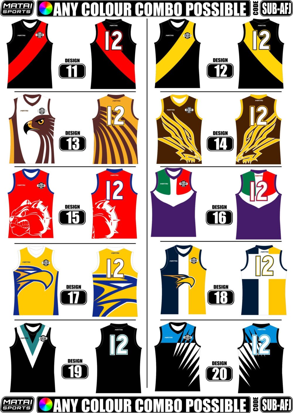 Elite Sublimated AFL Jumper - Unisex | Matai Sports