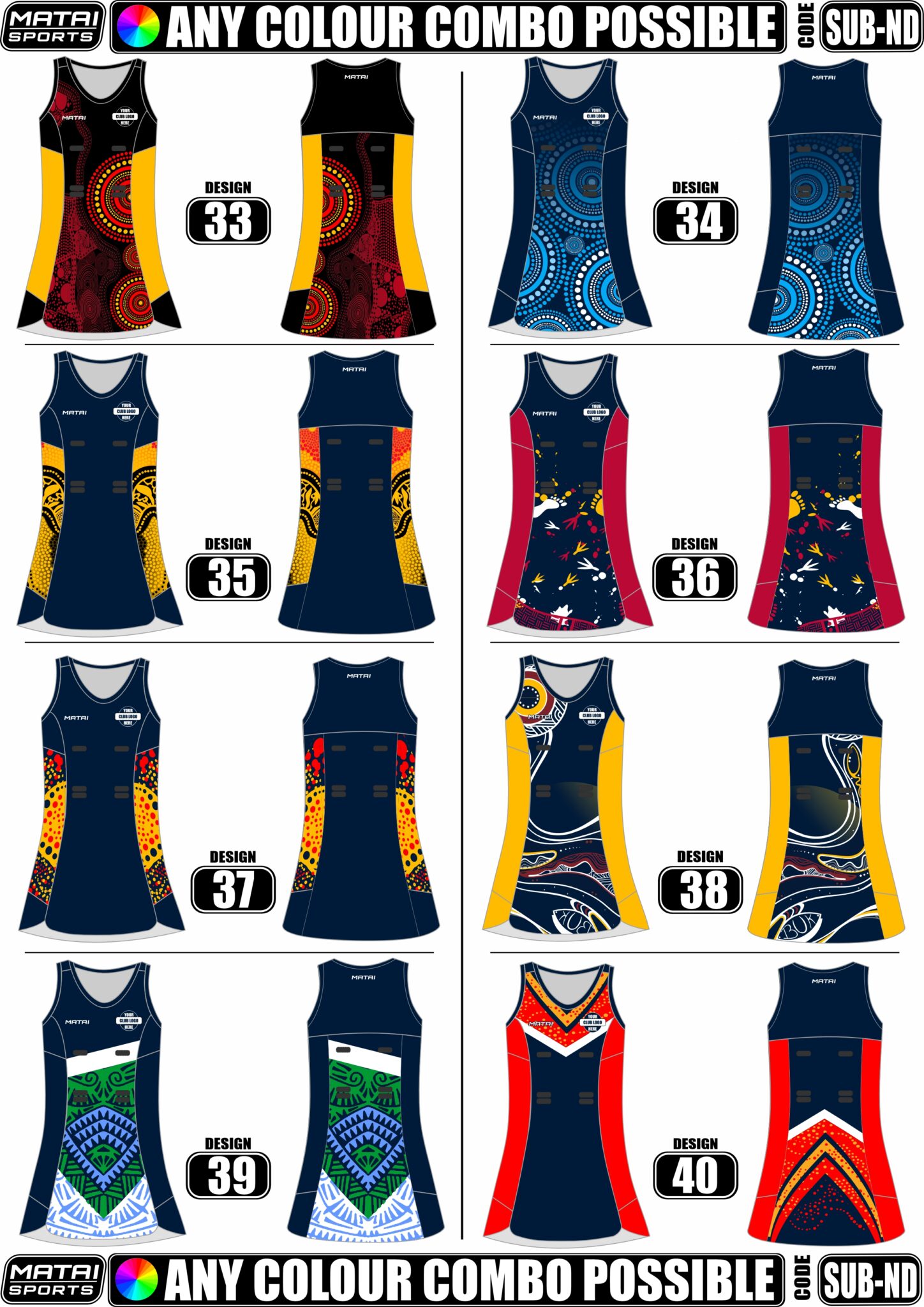 Performance Sublimated Netball Dress - Full Back | Matai Sports